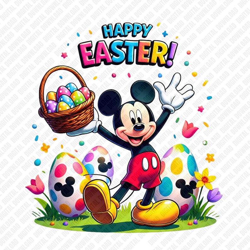 Mickey Mouse Easter PNG | Disney Easter Basket Design | Digital ...