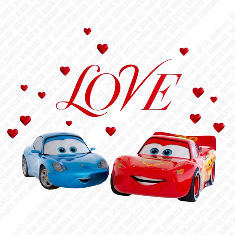 Mcqueen PNG Love | Lightning Sally Romance Art | Instant Download - Etsy