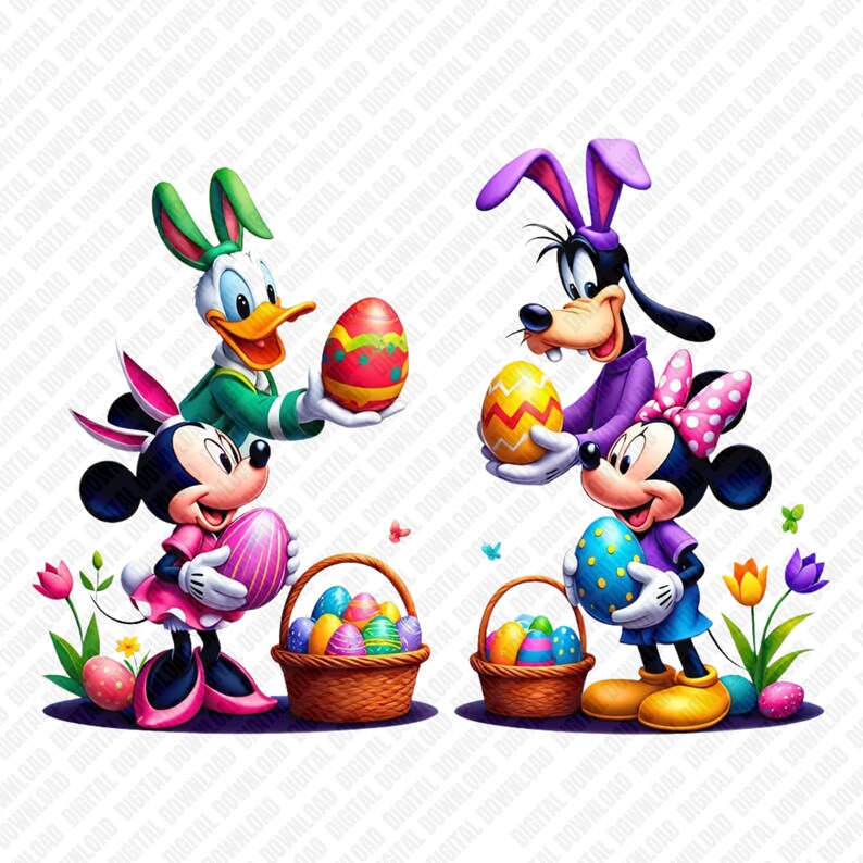 Disney Easter Characters PNG | Mickey Minnie Egg Hunt | Digital ...