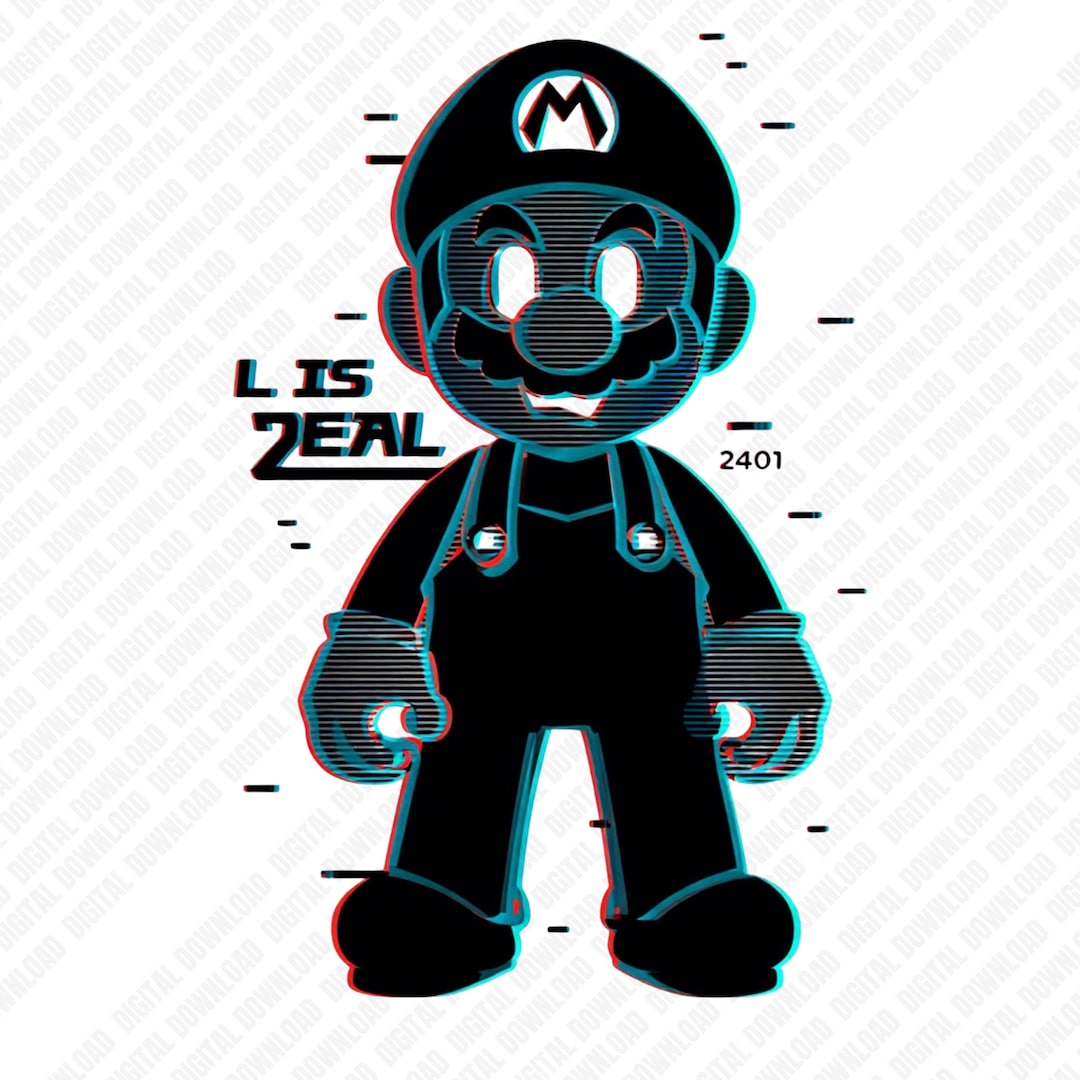 Glitch Mario PNG, is Mario Real Horror Art, Retro VHS Scanline ...