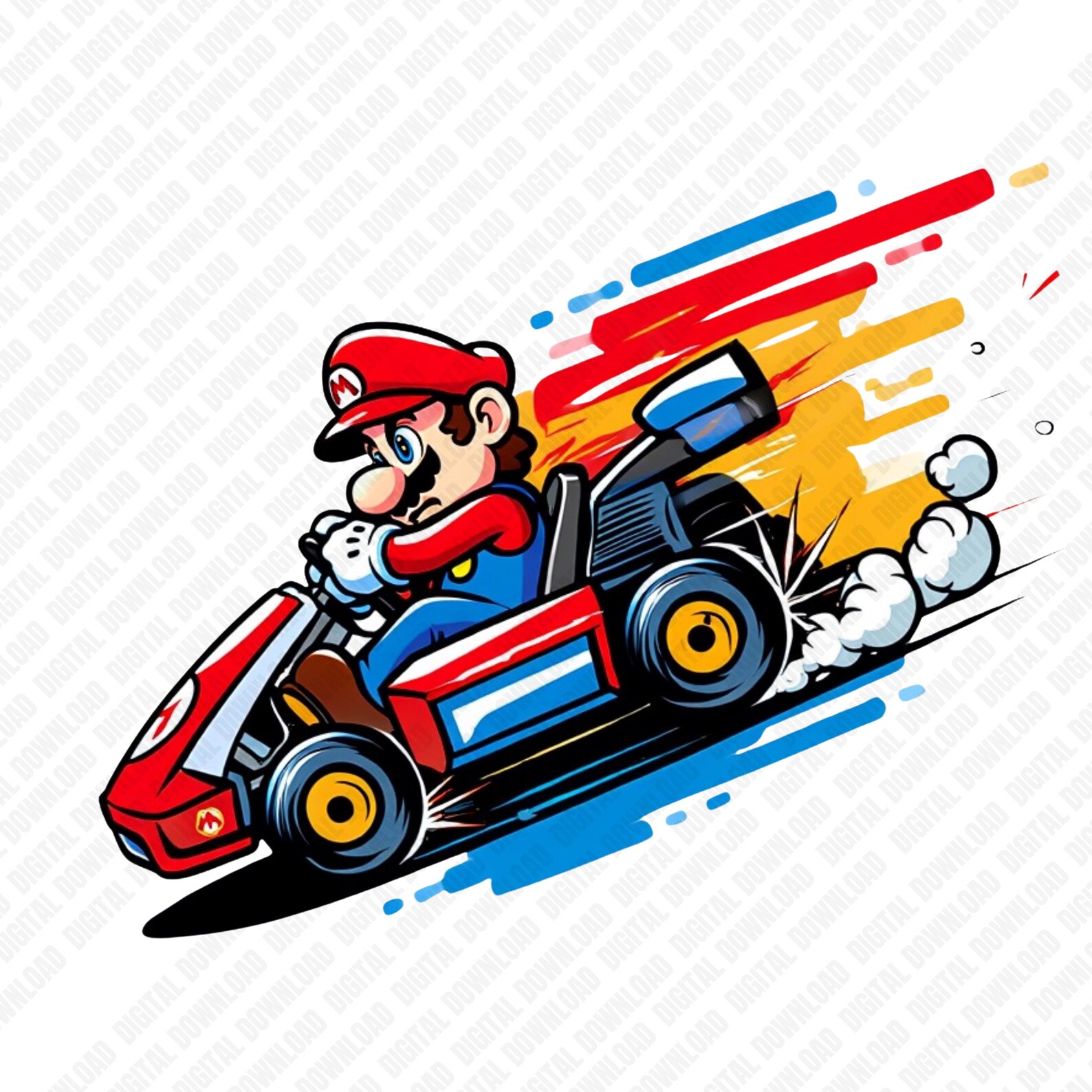 Mario Kart Racing PNG, Super Mario Go Kart Illustration, Retro Video ...