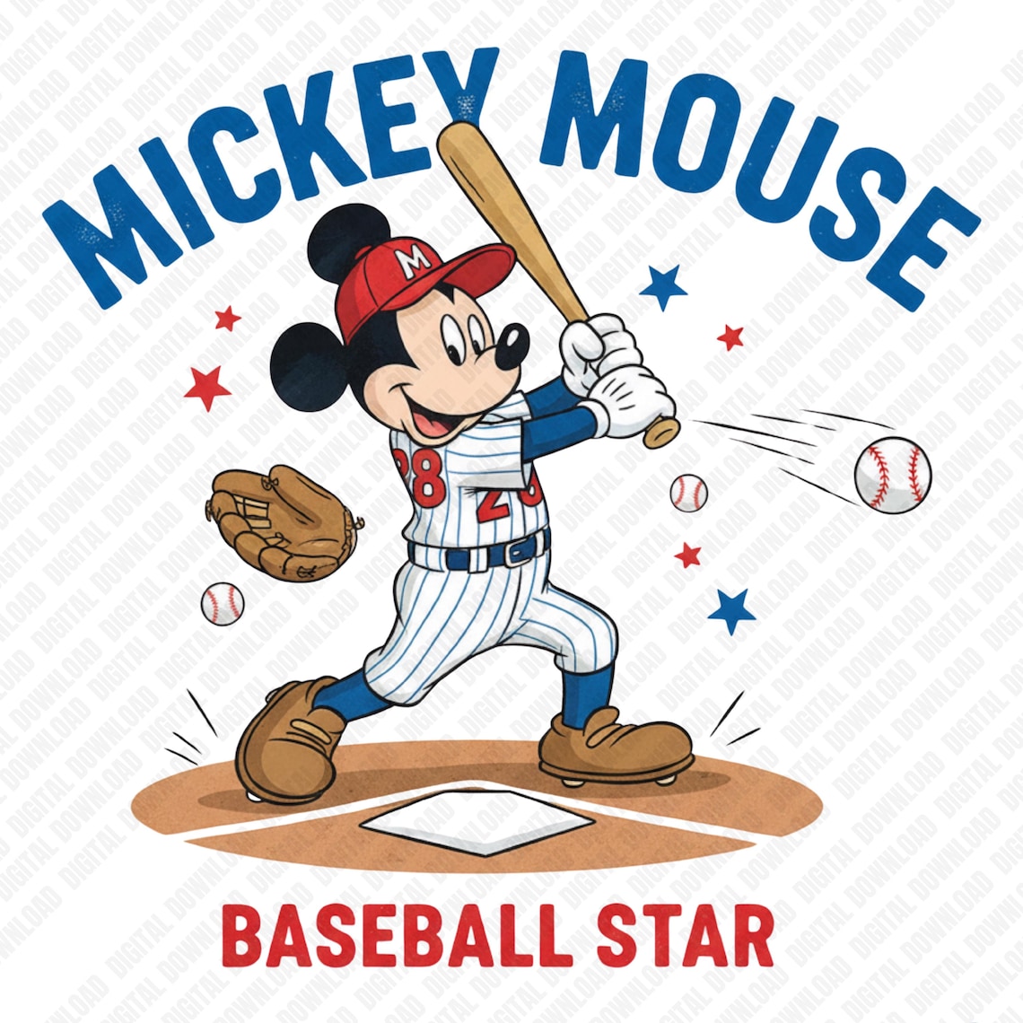 Mickey Baseball PNG | Sports Star Crew Art | Instant Download - Etsy
