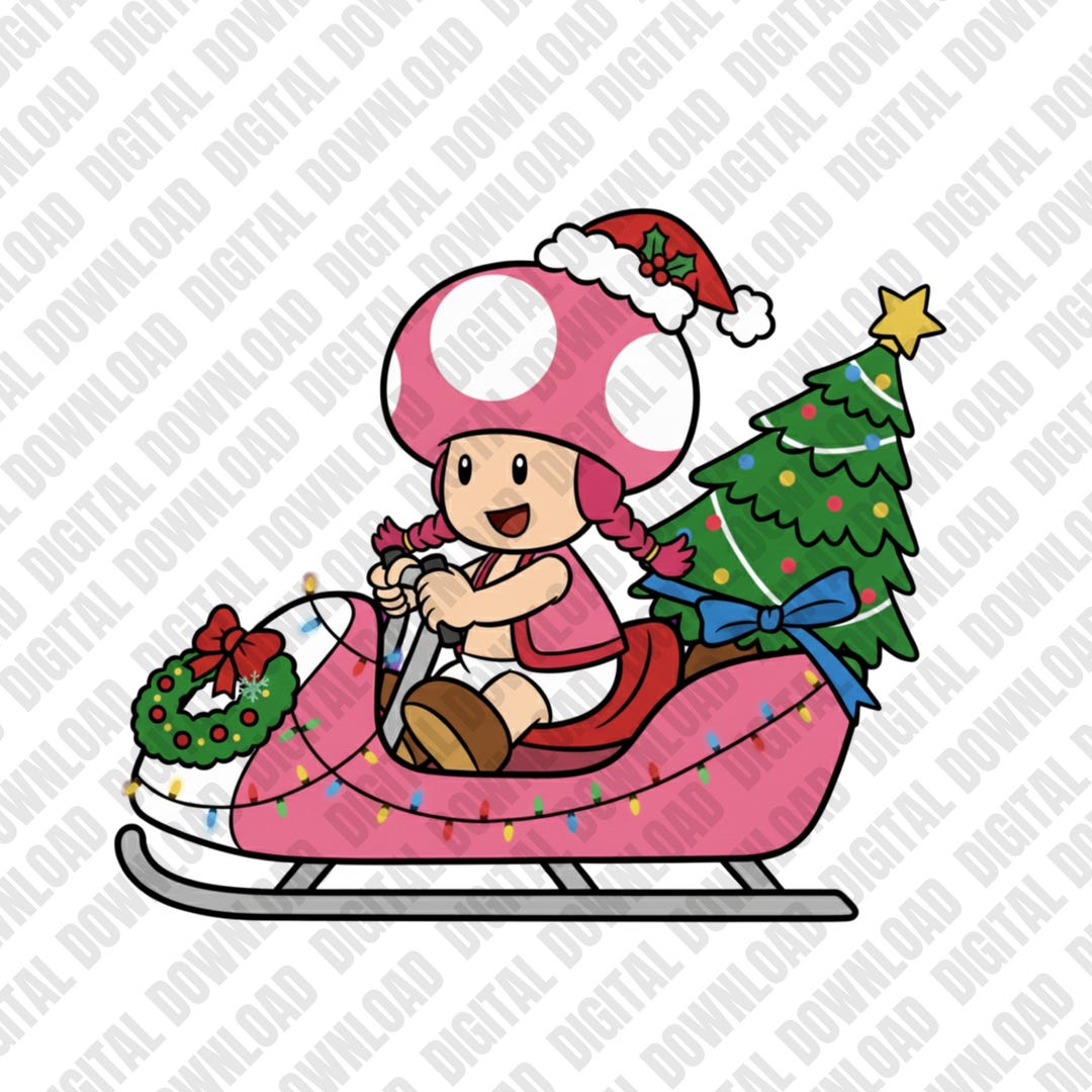 Toadette Christmas PNG, Super Mario Kart Christmas PNG SVG, Cute Mario ...