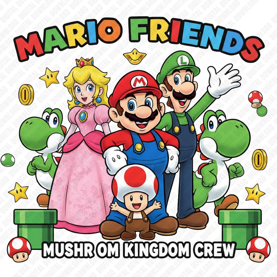 Mario Friends PNG | Mushroom Kingdom Crew - Etsy