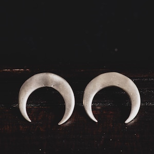 Crescent Moon Horn Earrings-sterling Silver Moon Stud - Etsy