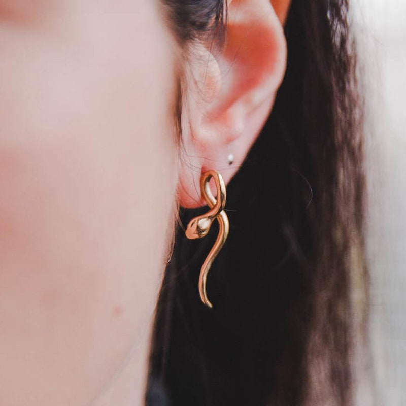 Gold Snake Earrings - Etsy