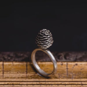 Pine Cone Ring-sterling Silver Pine Cone Ring-botanical Jewelry ...