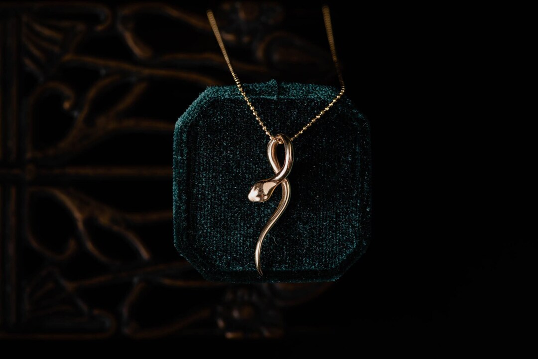 14K Solid Gold Snake Pendant-gold Snake Charm-gold Snake Necklace ...