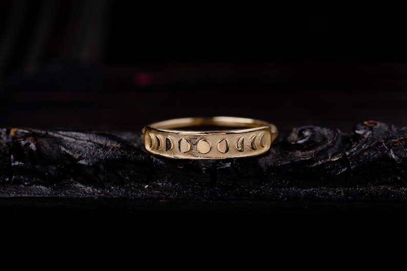 14K Solid Gold Moon Phases Ring-lunar Phases Ring-celestial Jewellery-gold Moon Rings-14k Gold ...