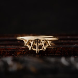 14K Gold Web Ring-solid Gold Web Ring-gothic Rings-spider Web Ring ...