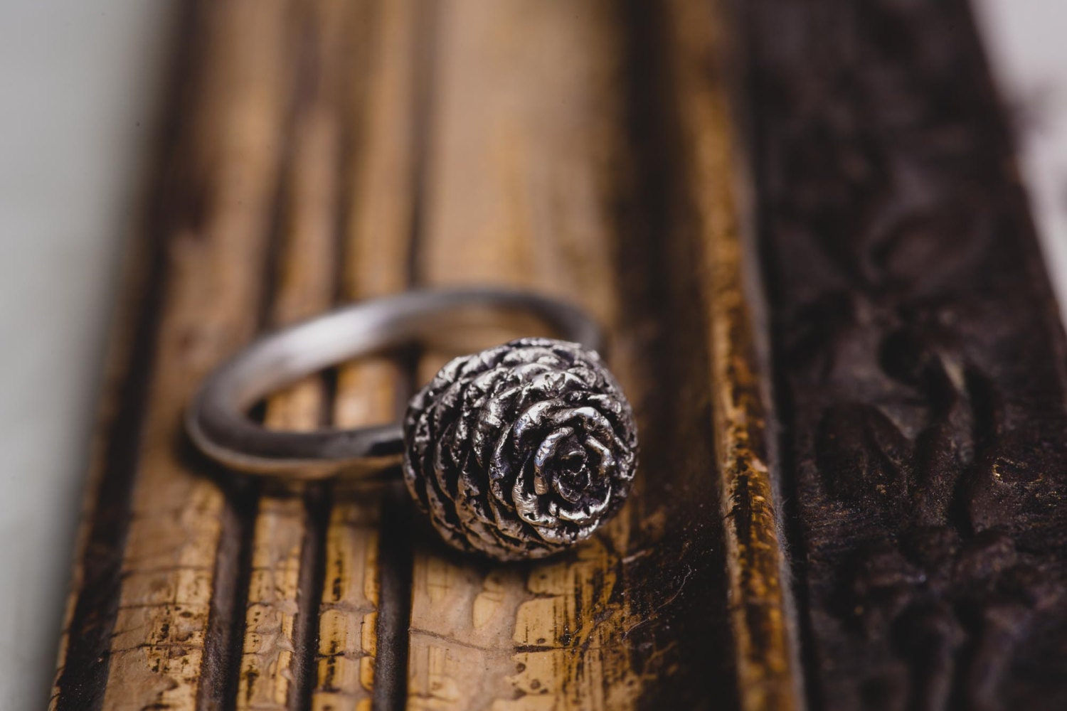 Pine Cone Ring-sterling Silver Pine Cone Ring-botanical Jewelry ...