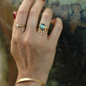 14K Gold Arched Web Ring-solid Gold Web Ring-gothic Rings-spider Web ...