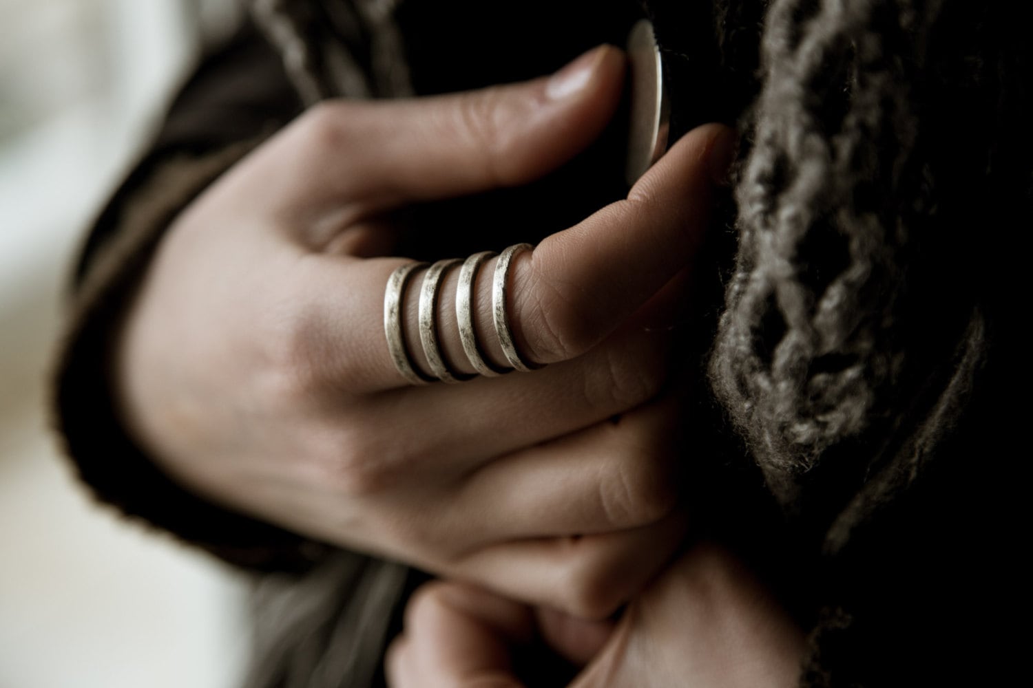 Cage Ring sterling Silver Wide Band Index Finger - Etsy