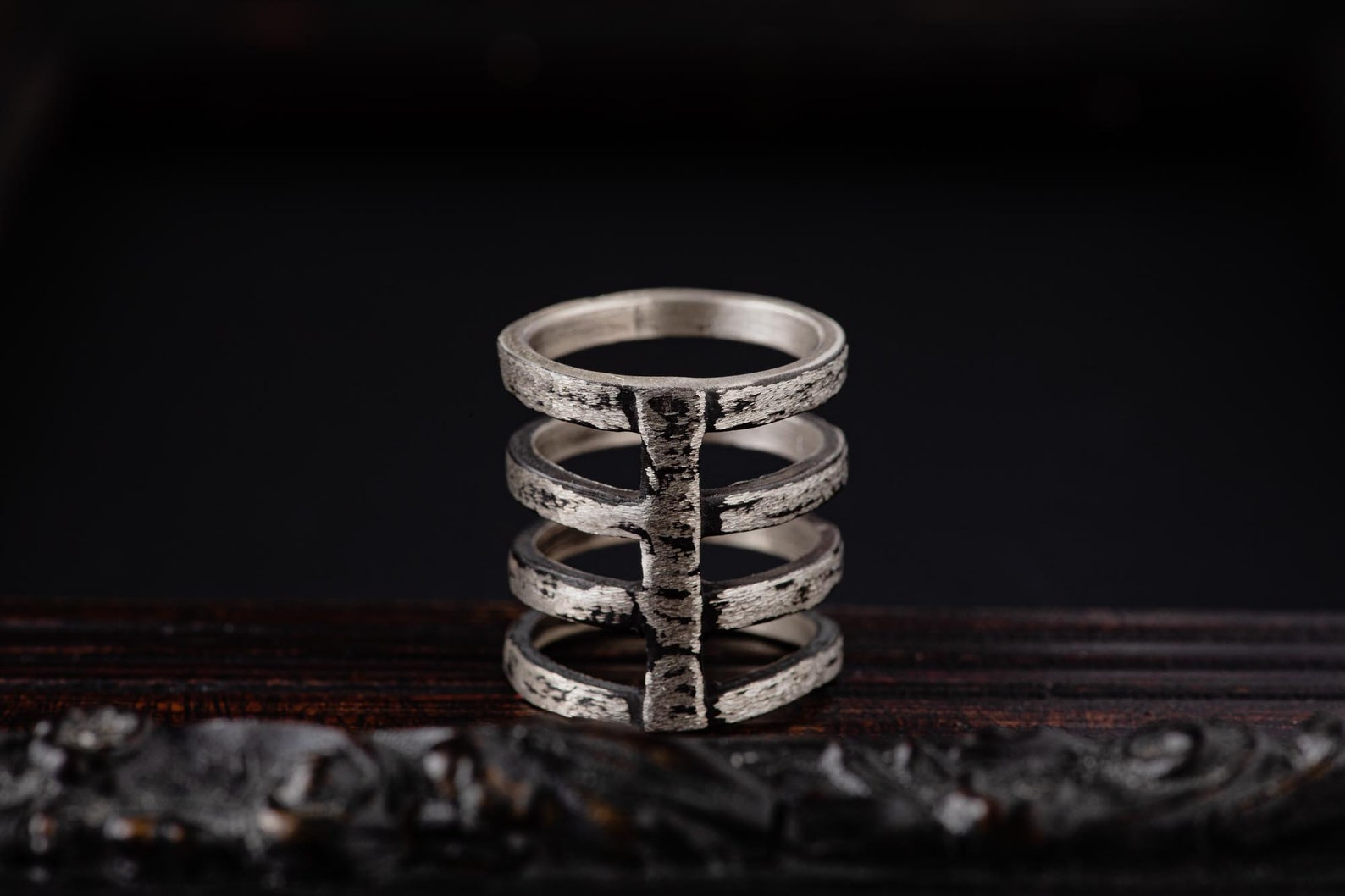 Cage Ring sterling Silver Wide Band Index Finger - Etsy