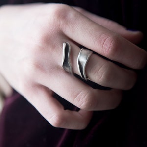 Wrap Ring-sterling Silver Wide Wrap Ring-index Finger Folded Unique ...