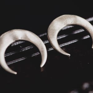 Crescent Moon Horn Earrings-sterling Silver Moon Stud Earrings ...