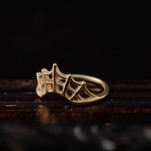 14K Gold Arched Web Ring-solid Gold Web Ring-gothic Rings-spider Web ...
