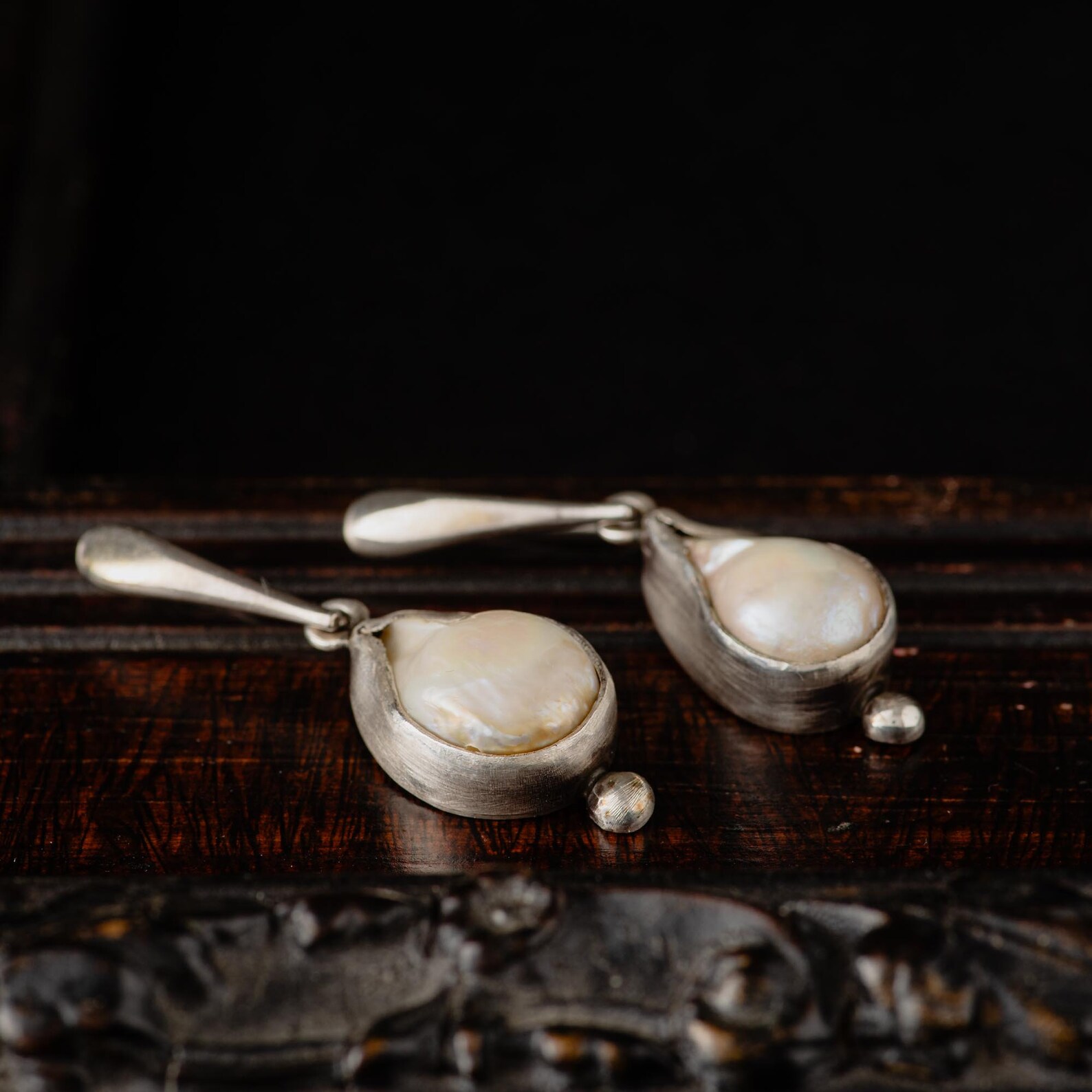 Pearl Dangle Earrings-sterling Silver Pearl Earrings-vintage Inspired ...