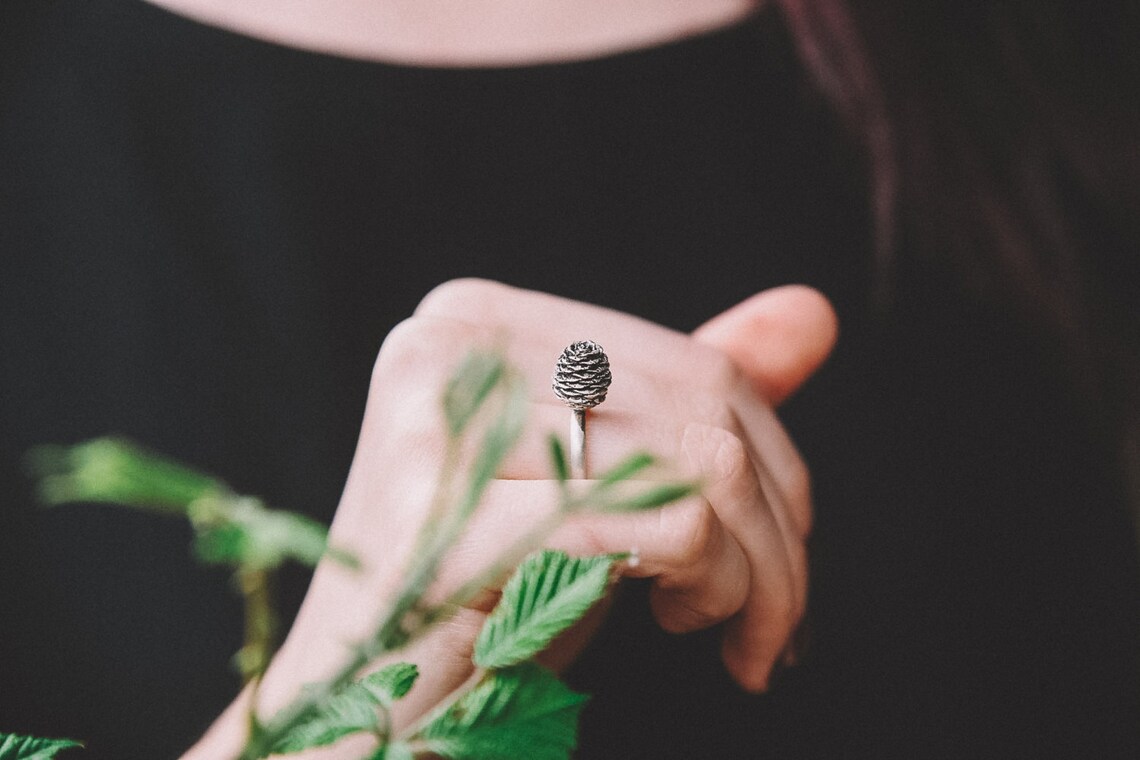 Pine Cone Ring-sterling Silver Pine Cone Ring-botanical Jewelry ...