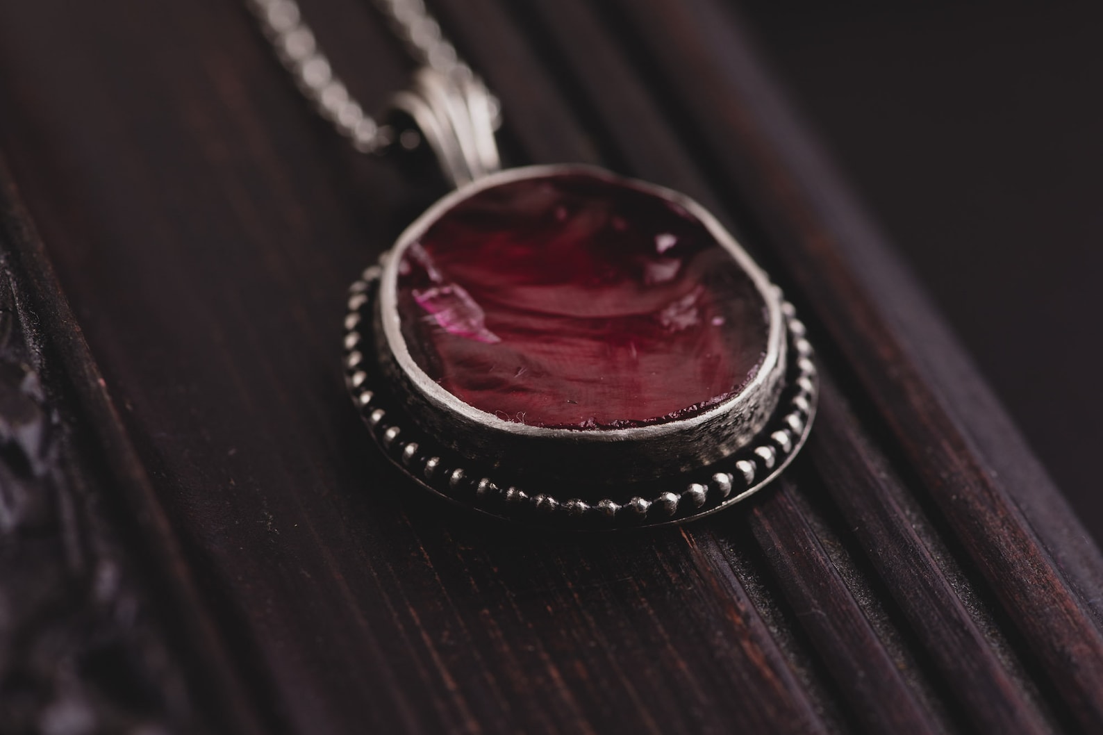 Sterling Silver Round Ruby Pendant-Rough Ruby Necklace-Vintage | Etsy