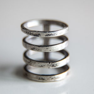 Cage Ring sterling Silver Wide Band Index Finger - Etsy
