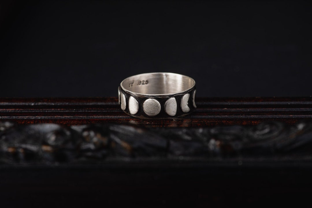 Sterling Silver Moon Phases Ring-lunar Jewellery-gothic Rings-witchy ...