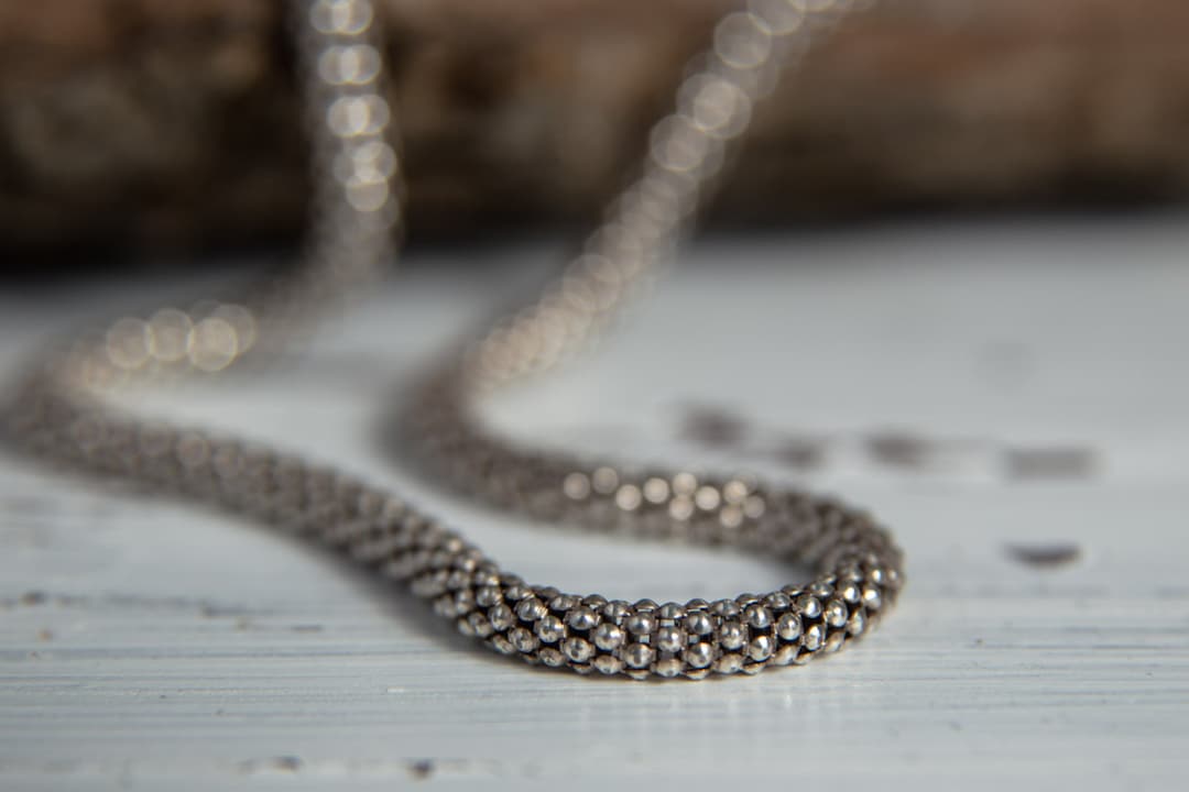 Mesh Sterling Silver Chain Necklace-short Chain Mesh Necklace-ball ...