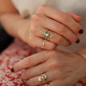 14K Gold Arched Web Ring-solid Gold Web Ring-gothic Rings-spider Web ...