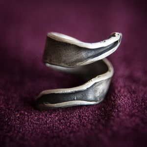 Wrap Ring-sterling Silver Wide Wrap Ring-index Finger Folded Unique ...