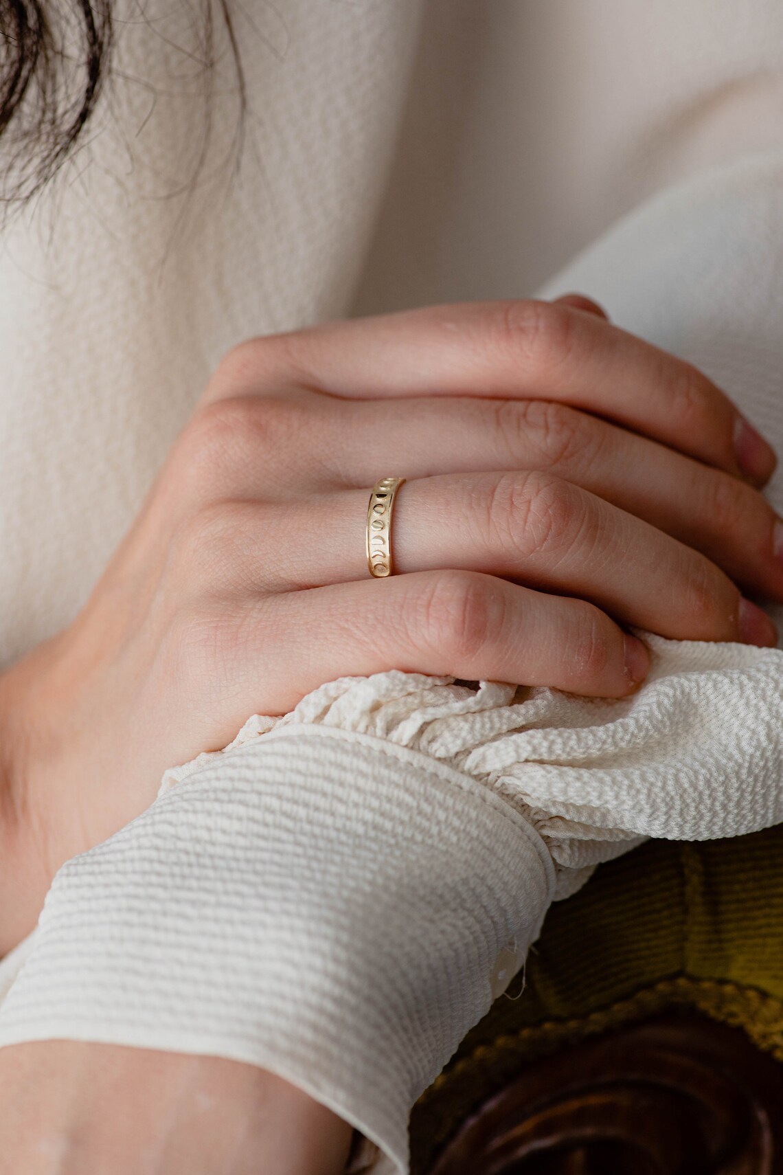 14K Solid Gold Moon Phases Ring-lunar Phases Ring-celestial Jewellery ...