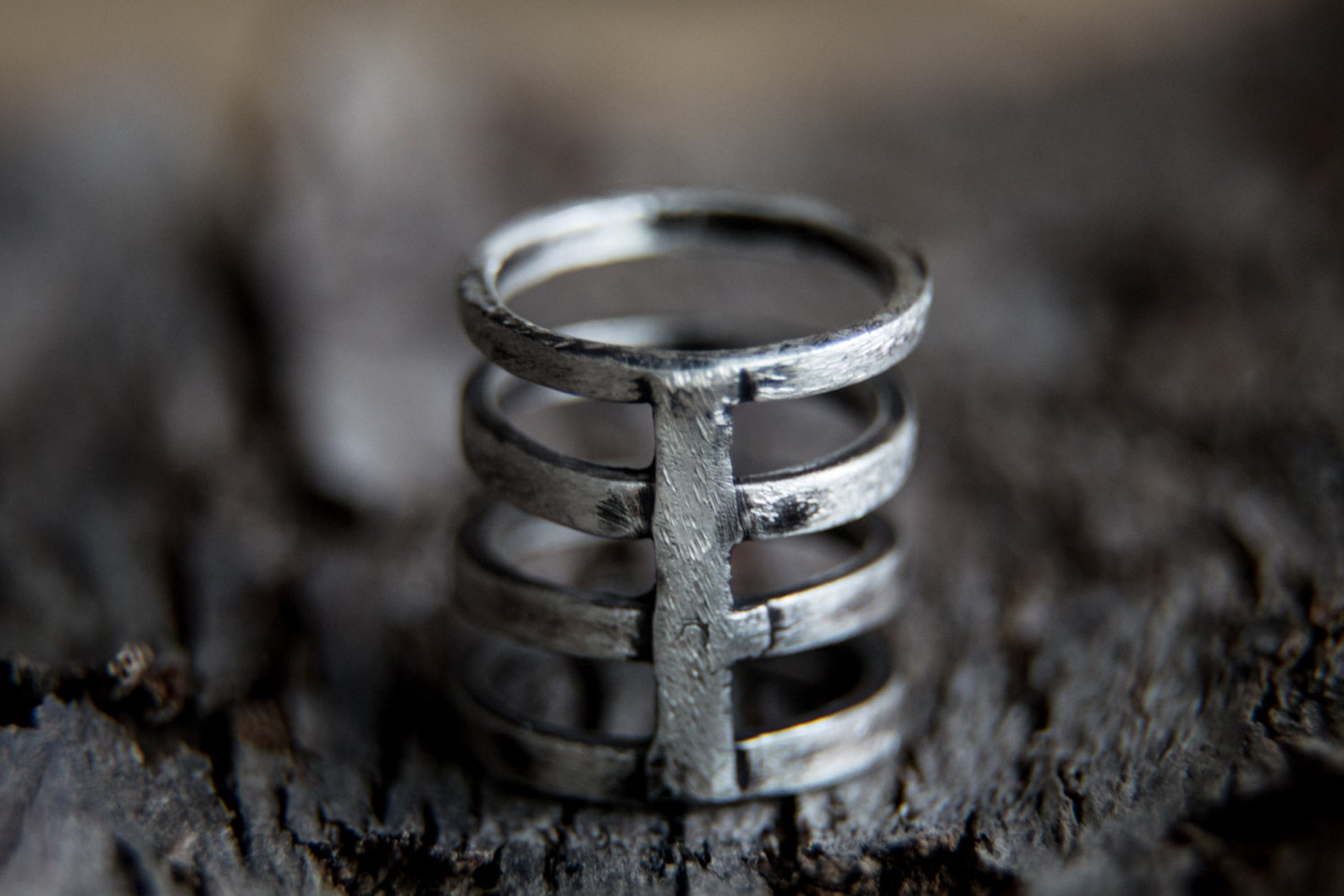 Cage Ring sterling Silver Wide Band Index Finger - Etsy