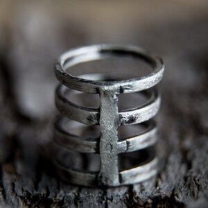 Cage Ring -sterling Silver Wide Band Index Finger Ring-statement ...