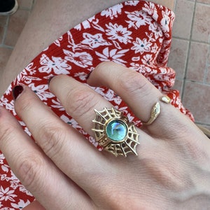 14K Gold Arched Web Ring-solid Gold Web Ring-gothic Rings-spider Web ...