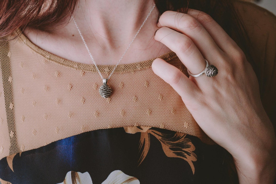 Pine Cone Ring-sterling Silver Pine Cone Ring-botanical - Etsy Canada