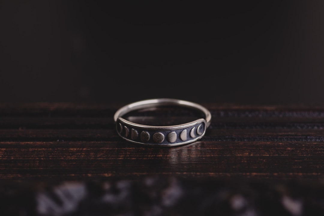 Sterling Silver Moon Phases Ring-lunar Jewellery-gothic Rings-witchy ...