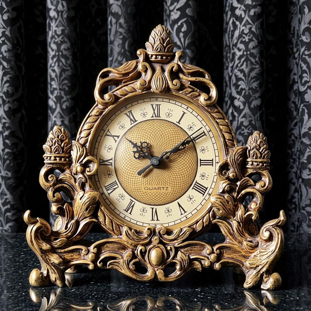 European Retro Table Clock, Art Decor for Interior Styling, Elegant ...