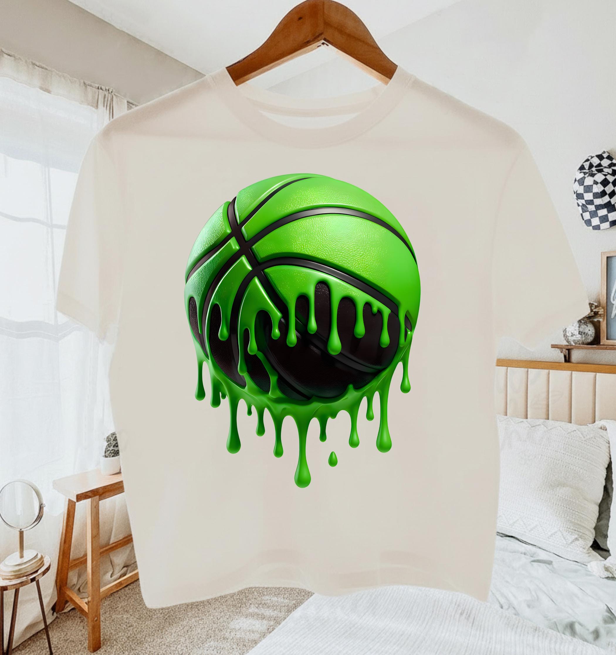 Retro Green Basketball Ice Cream Drip Png: Basketball Season Png ...
