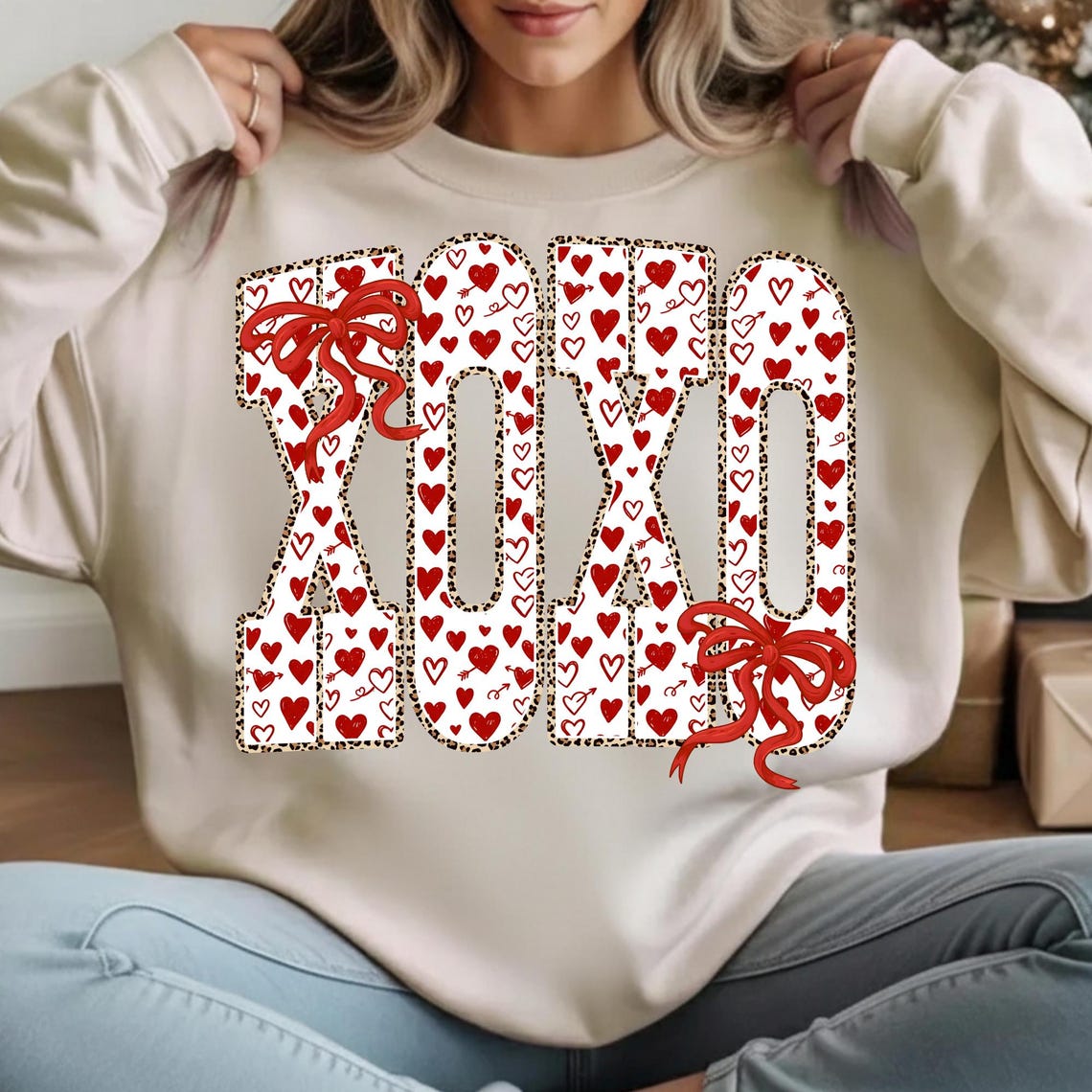 Preppy XOXO Valentine PNG, Pink Red Heart Coquette Design, Valentines ...