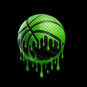 Retro Green Basketball Ice Cream Drip Png: Basketball Season Png ...