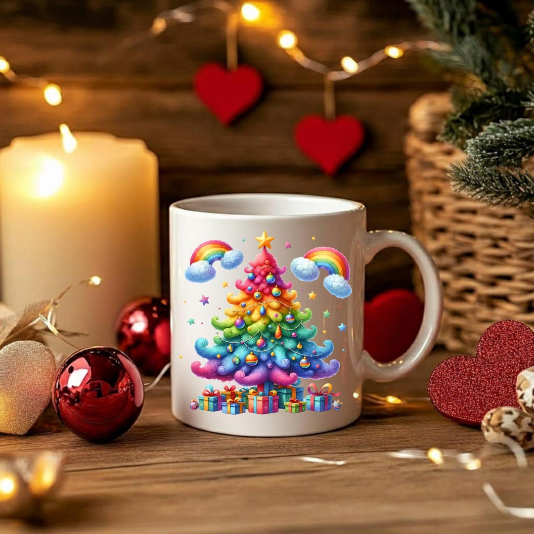 Rainbow Christmas Tree PNG, LGBT Clipart, Gay Pride, Digital Download ...