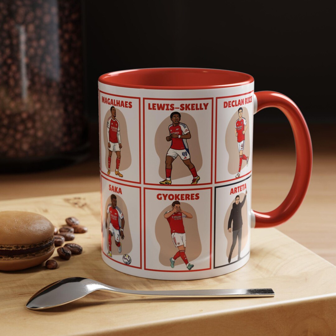 Arsenal Players Cartoon Accent Coffee Mug | Gooner Cup, Arsenal Fan - Etsy