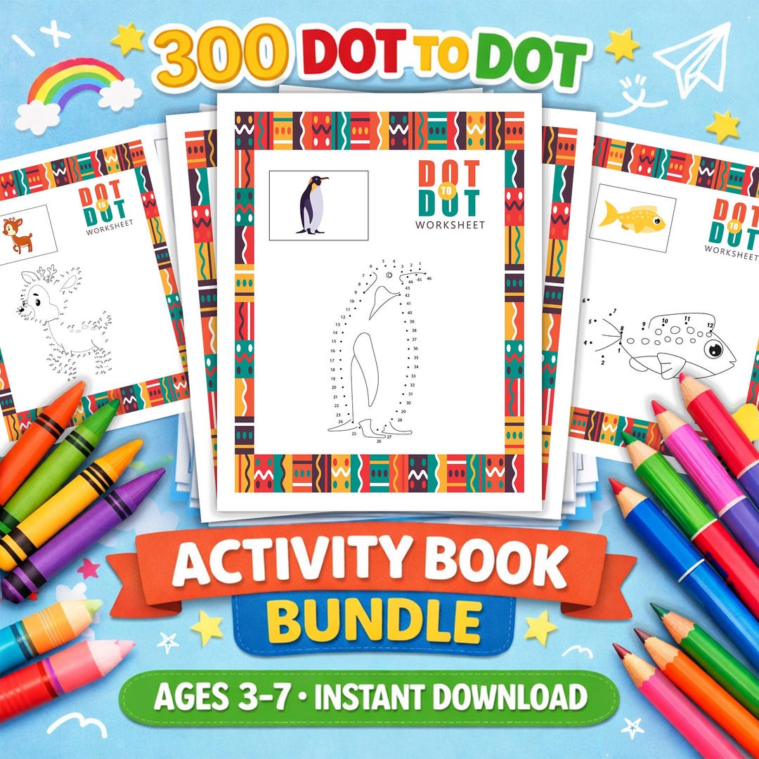 300 Dot to Dot Activity Book | Kids Learning Worksheets (digital ...