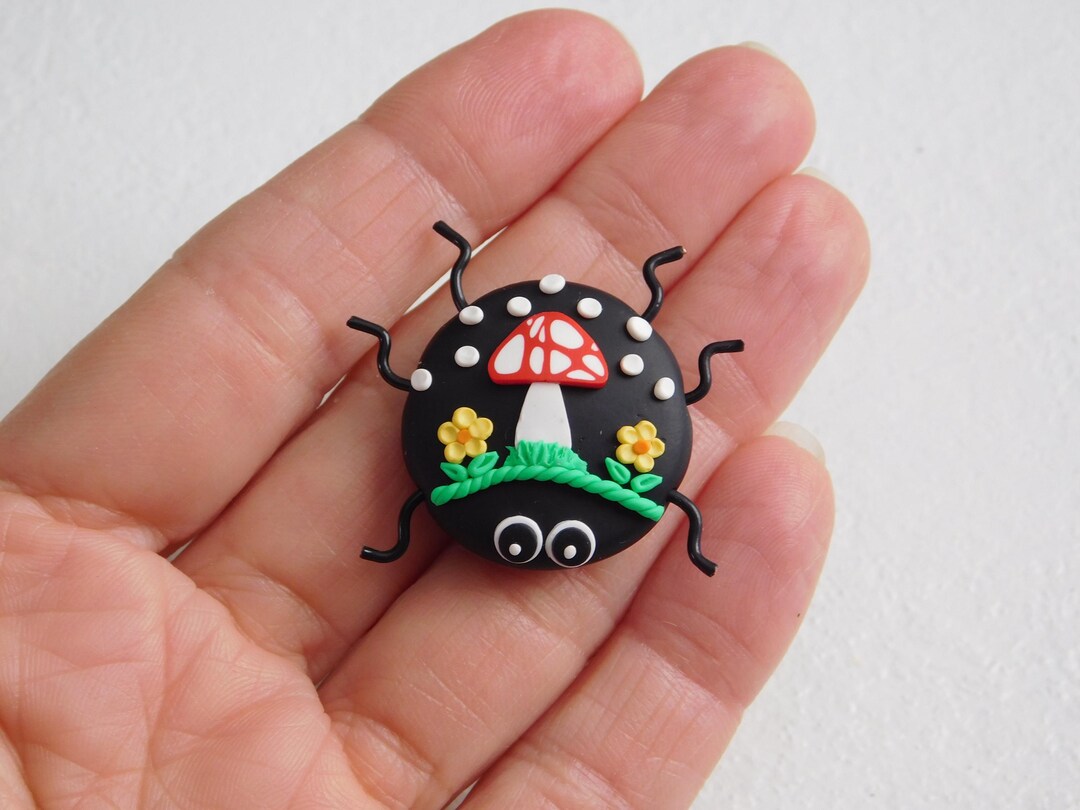 Cheerful Bug Magnet, Mushroom Magnet - Etsy