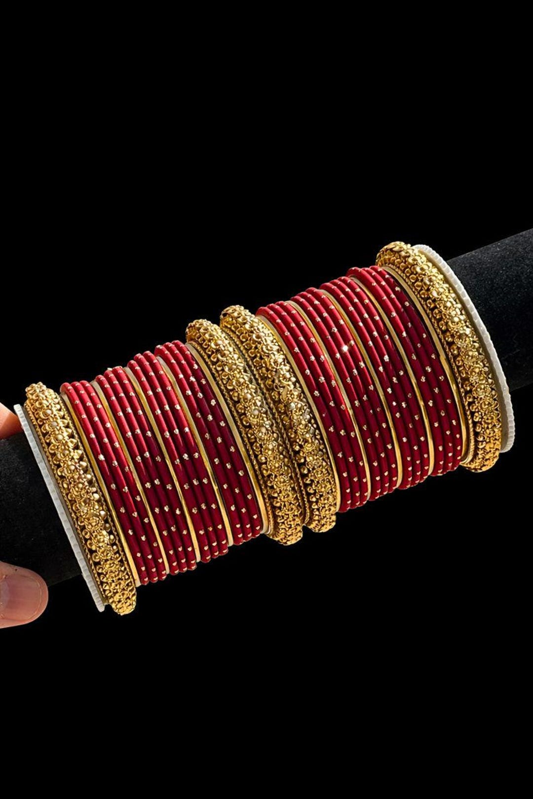 Red Bridal Chooda Bangles Set | Indian Bridal Gold Chura Set ...