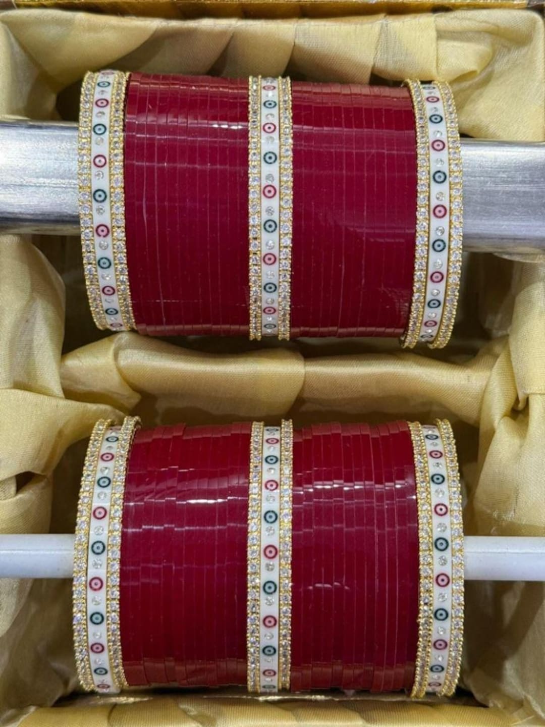 Bridal Red Chura, Gold AD Bangles Chuda, Punjabi Wedding Chooda - Etsy