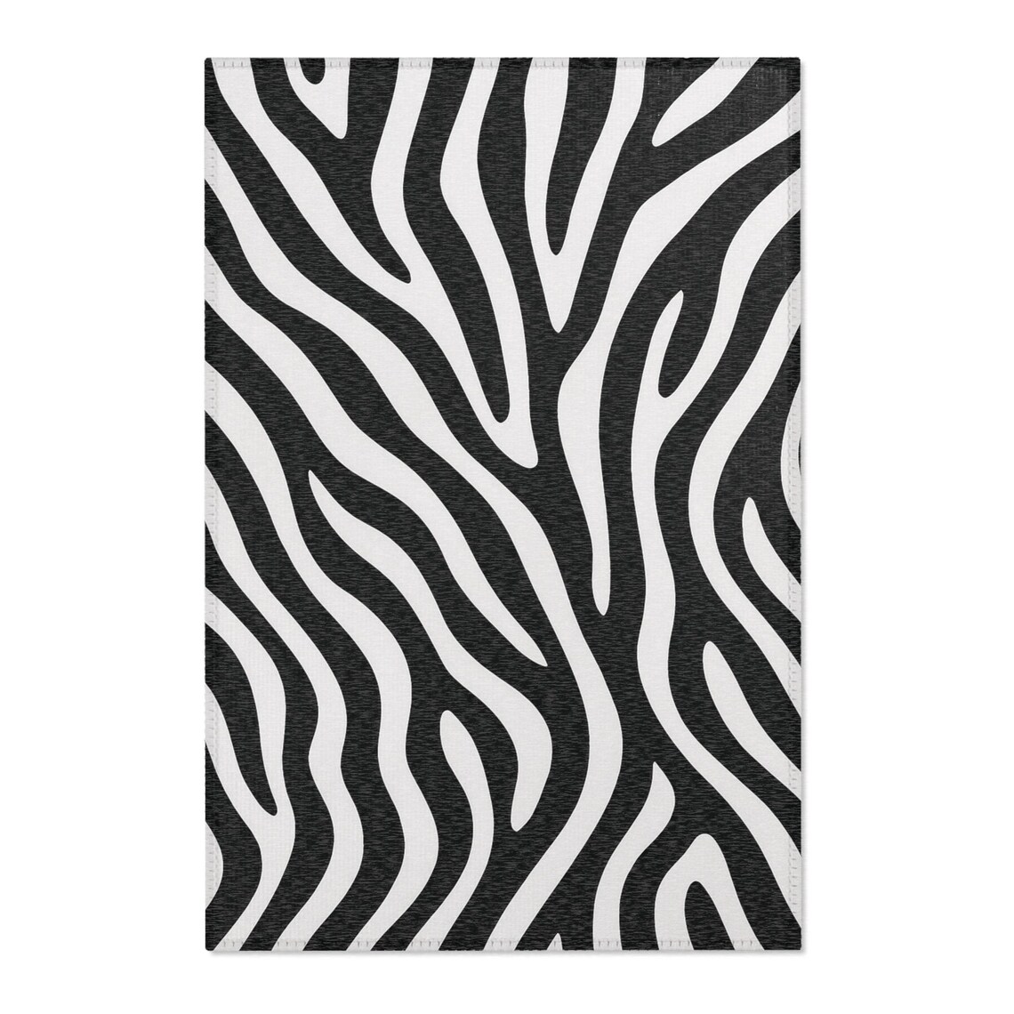 Zebra Print Area Rug | Black White Animal Stripe Floor Mat - Etsy