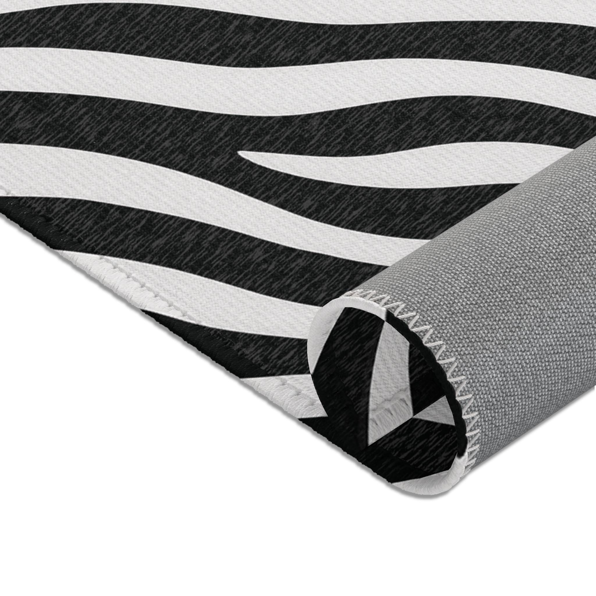 Zebra Print Area Rug | Black White Animal Stripe Floor Mat - Etsy
