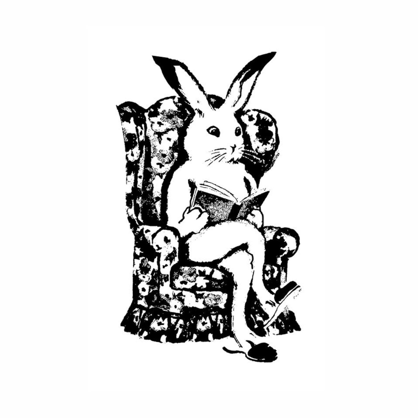 White Rabbit Chair Black and White Vintage Style Art Print Nursery ...