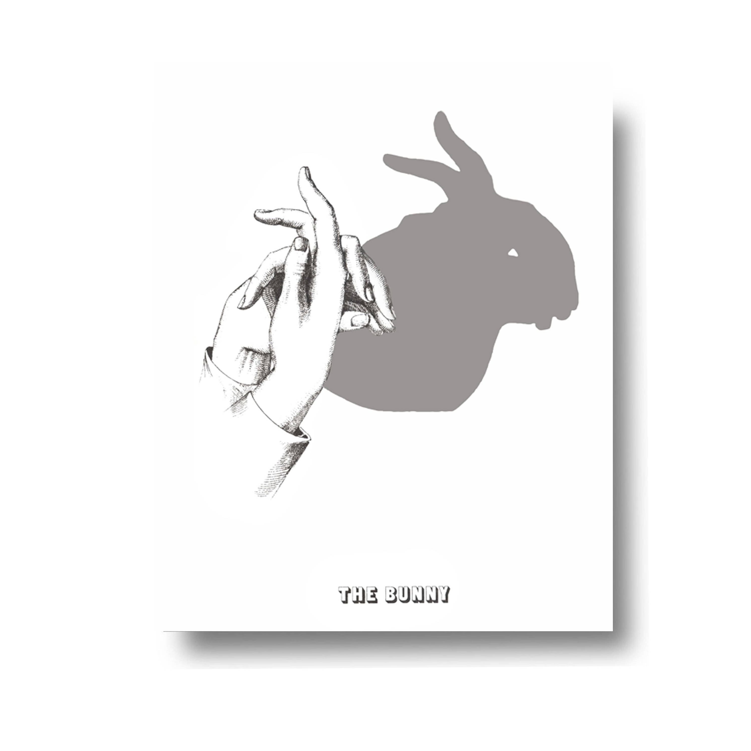 Shadow Puppet Rabbit Bunny Hare Vintage Style Art Print Black and White ...