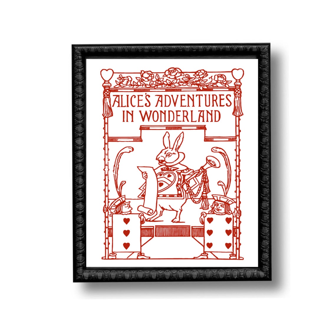 Alice in Wonderland White Rabbit Vintage Art Print Red and White Lewis ...